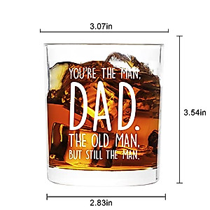 Waipfaru Dad Gifts, You Are the Man Dad Whiskey Glass, Father’ s Day Birthday Christmas Gifts for Dad Father Him Men Husband from Daughter Son Wife, 10Oz Funny Old Fashioned Glass