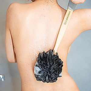 Slick- Loofah with Handle, Loofah Back Scrubber, Back Loofah, Loofah Brush with Long Handle, Loofah on A Stick, Shower Loofah with Handle, Shower Supplies, Loofah Scrubber, Loofah Back Scrubber