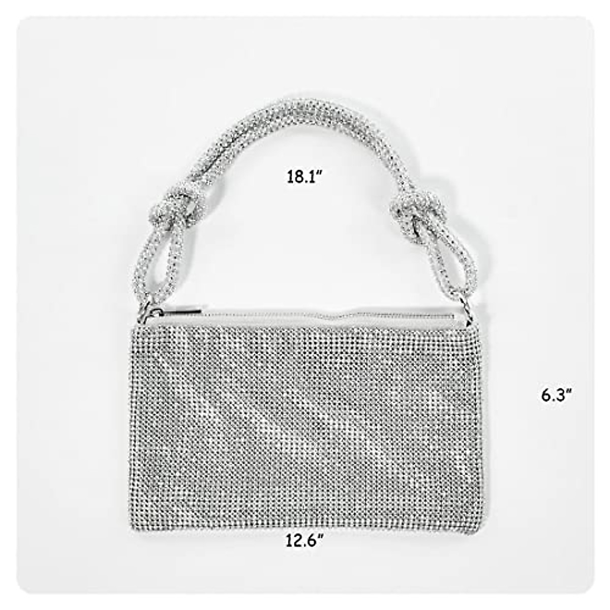 TANOSII Rhinestone Purse Crystal Evening Bag Sparkly Handbag Bling Shoulder Bag Glitter Clutch for Women Silver L