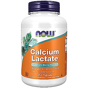 NOW Supplements, Calcium Lactate, Supports Bone Health, Easy to Swallow Tablet, 250 Tablets