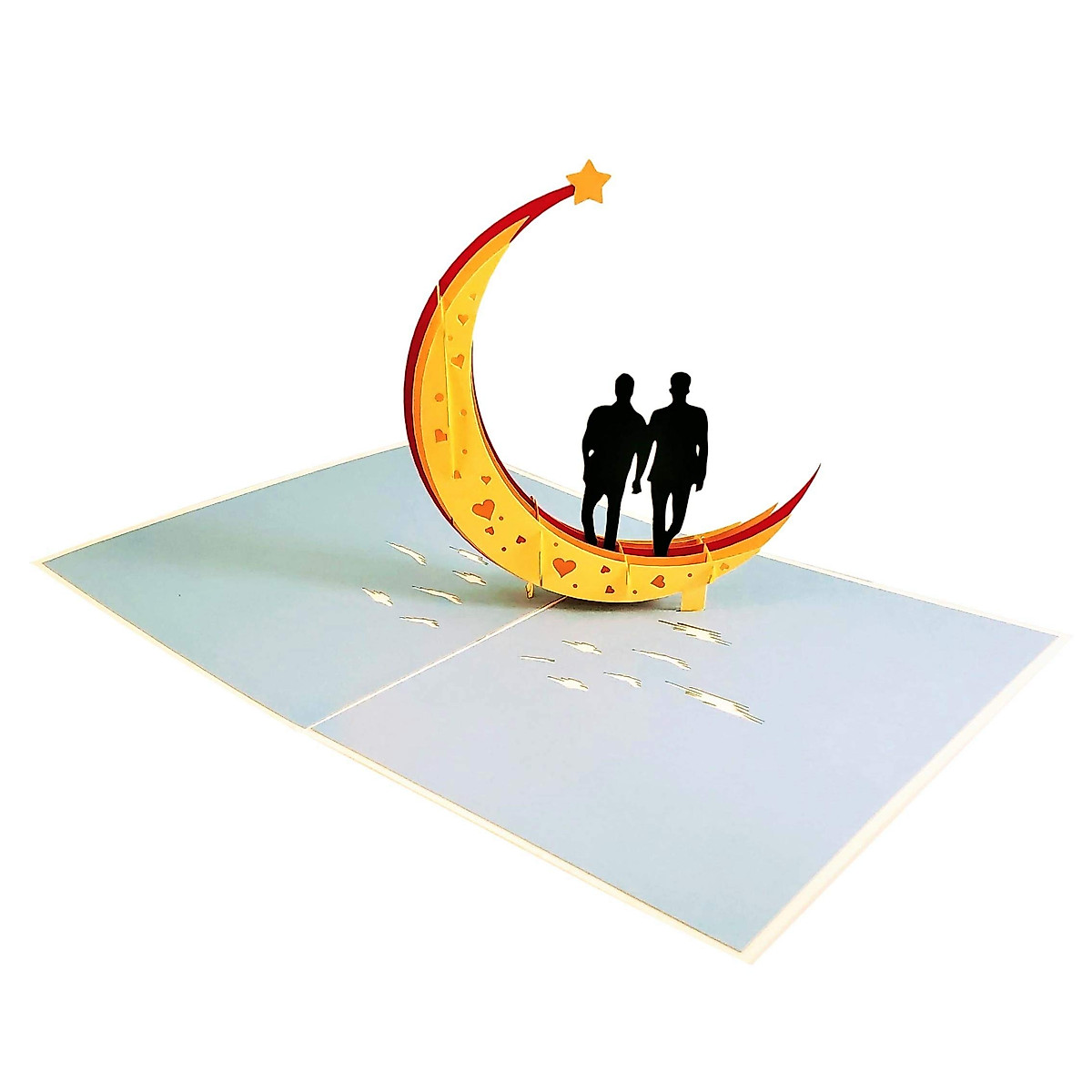 iGifts And Cards Love You To The Moon And Back Gay Couple 3D Pop Up Greeting Card - Gay Valentine's Day Card, Wedding, Marriage, Engagement, Anniversary, Pride, Lovers, Romantic