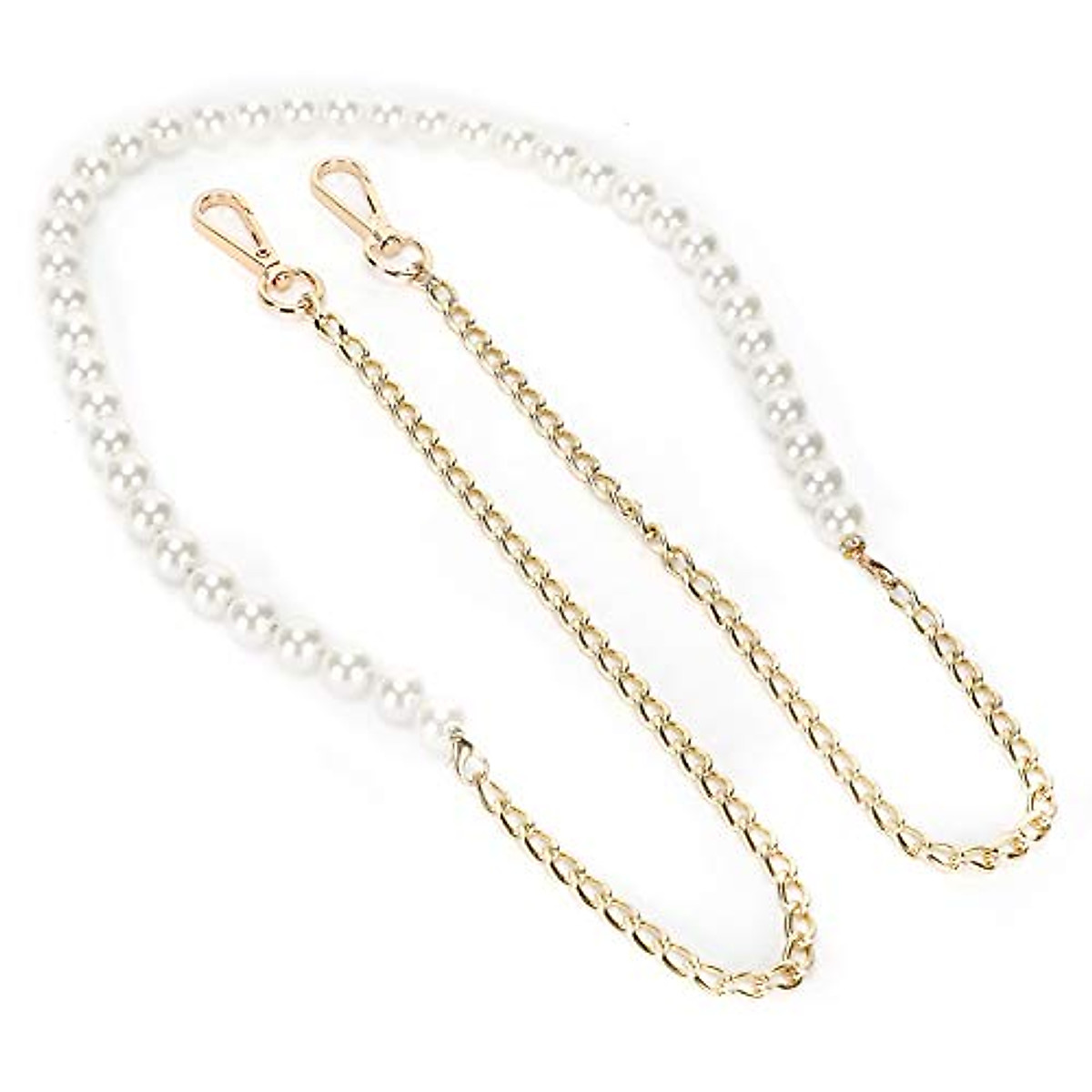 Imitation Peal Chain Handle Wallet Crafts Making Metal with Lobster Clasp Accessories for Making Handbag Purse Substitute 43.3Inch