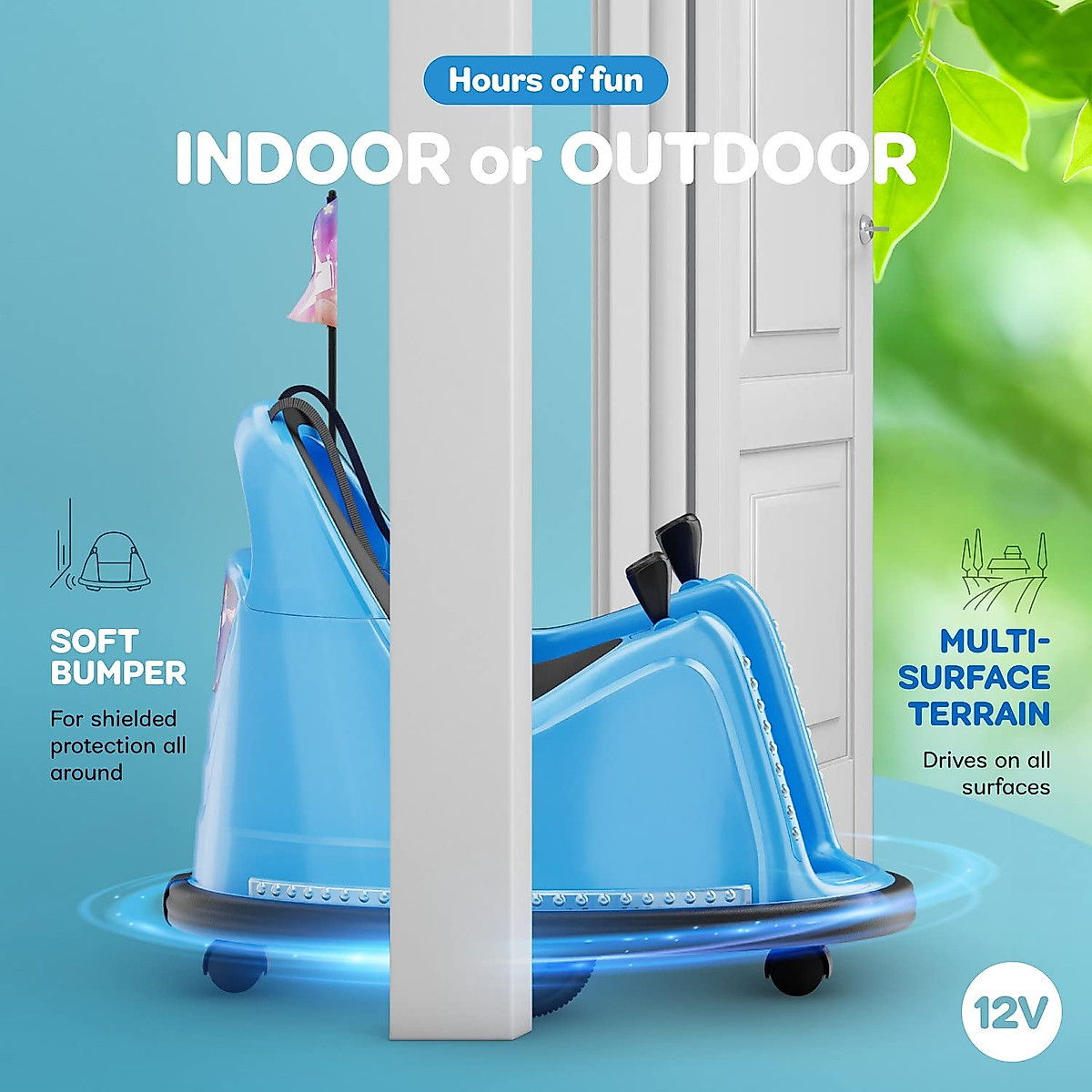 Bumper Buddy Ride On Electric Car for Kids & Toddlers, 12V 2-Speed, Ages 1 2 3 4 5 Year Old Boys - Remote Control, Baby Boy Riding Bumping Toy Gifts Cars, Toys Gift Toddler 12-18 Months Age Kid