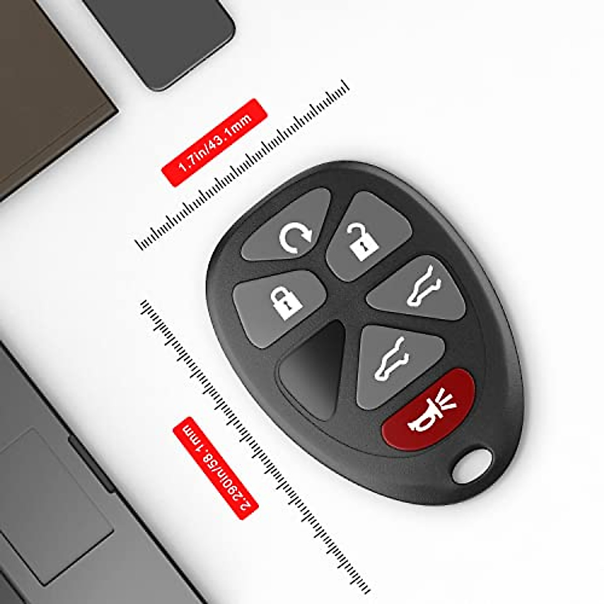 Car Key Fob Keyless Entry Remote fits 2007-2014 Chevy Tahoe Suburban, 2007-2014 GMC Yukon, Cadillac Escalade OUC60270, OUC60221, Set of 2