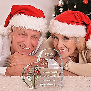 50th Wedding Anniversary Years Gifts Years of Marriage Gift Wedding Anniversary Heart Marriage Keepsake Decoration Gift for Couple Parent Women Mom Husband Wife