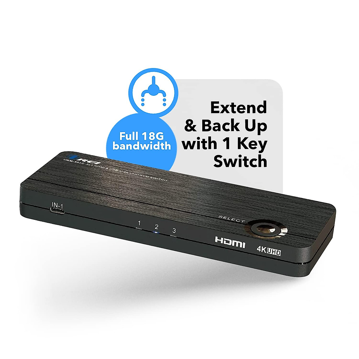 OREI 3 Port KVM Switch 4K@60Hz, 1 USB-C DP Input, 2 HDMI Inputs & 4 USB 2.0 Ports to Connect Flash Drives, Printers and Keyboard-Mouse (UKM-301C)