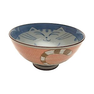 JapanBargain, Japanese Porcelain Bowl Rice Bowl Soup Bowl Made in Japan, Maneki Neko Smiling Cat Pattern