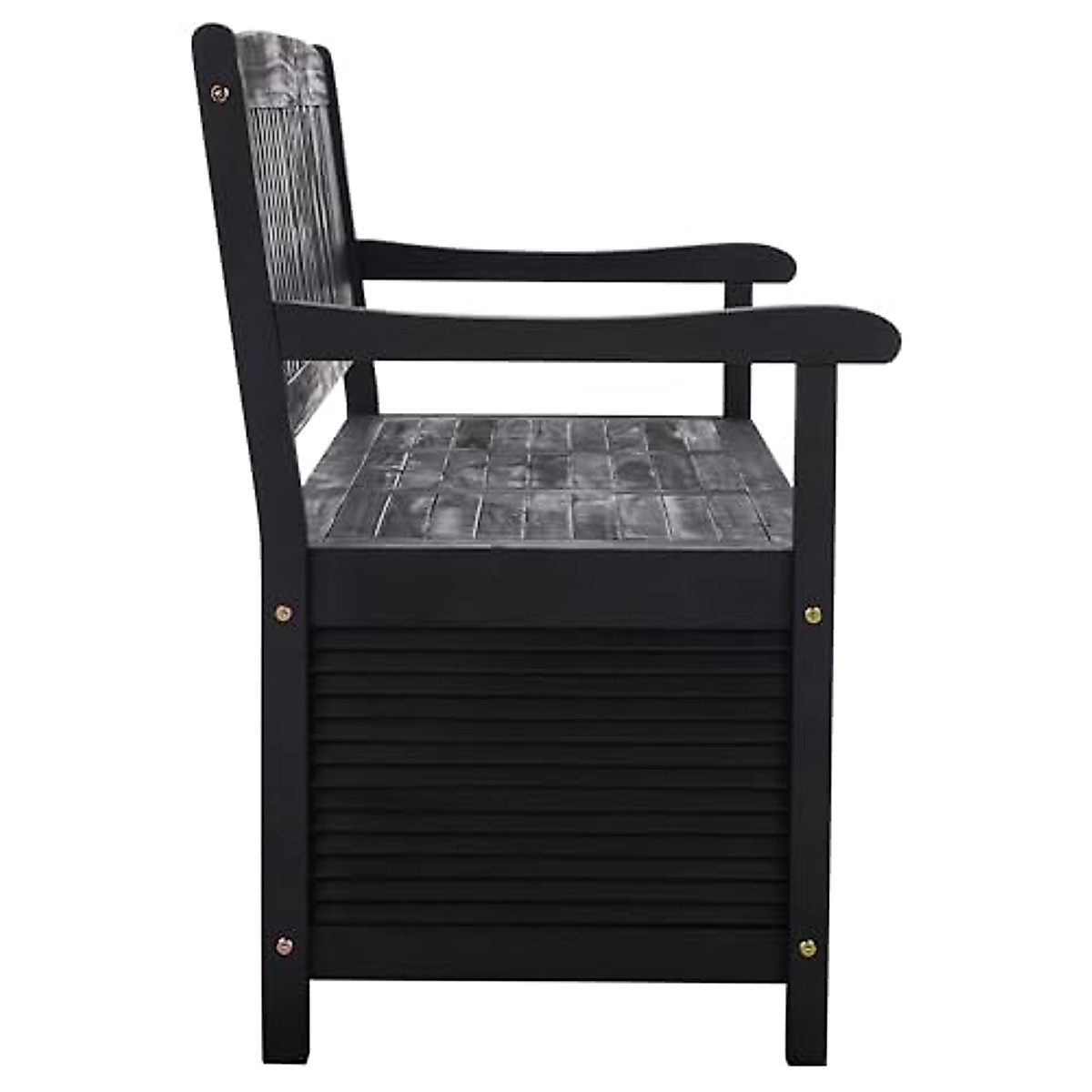 SAFAVIEH Outdoor Collection Brisbane Black Acacia Wood Storage Bench