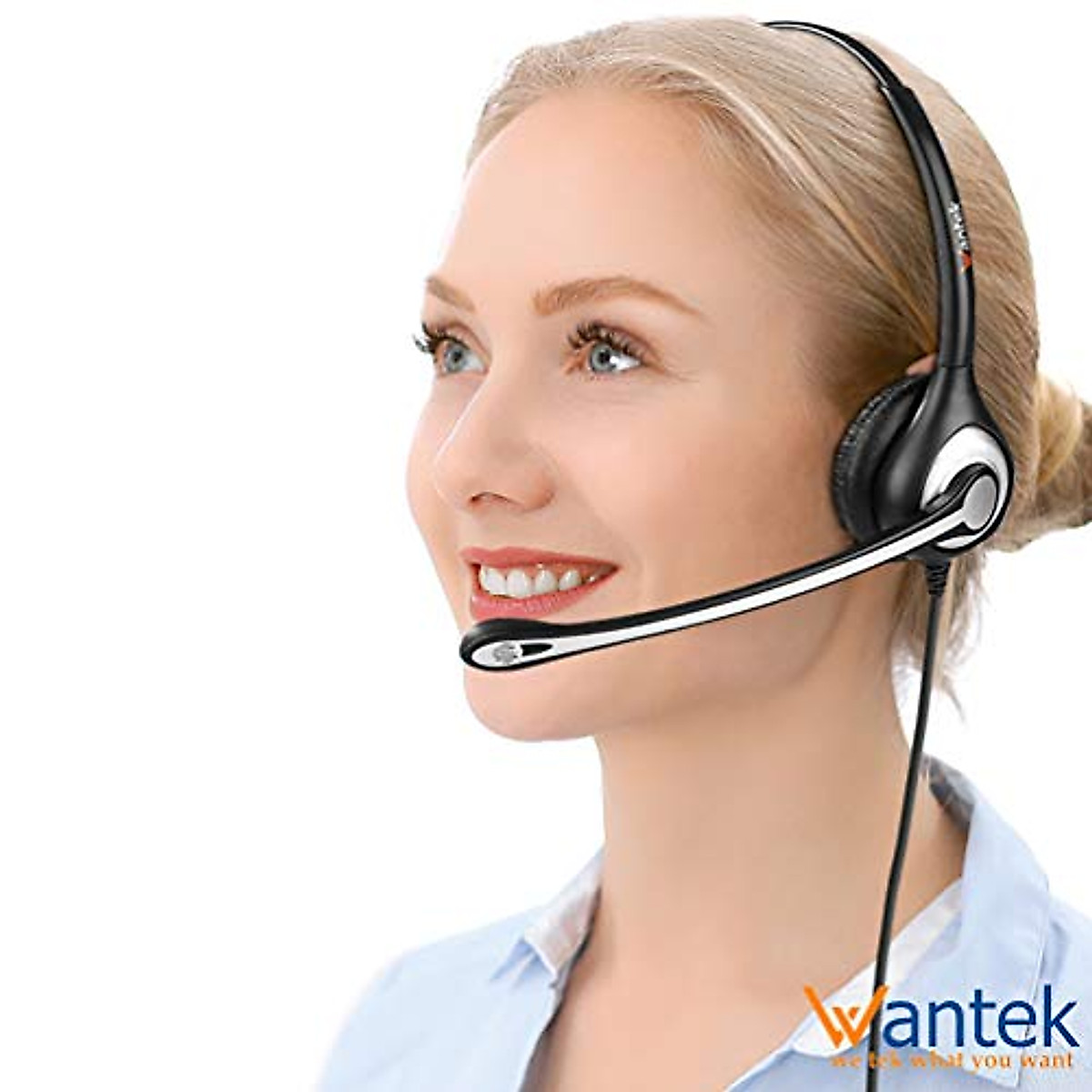 Phone Headset with Microphone Noise Cancelling & Volume Controls, 2.5mm Telephone Headset Compatible with Polycom Panasonic AT&T Vtech Uniden Office Cordless Phones, Clear Chat, Ultra Comfort