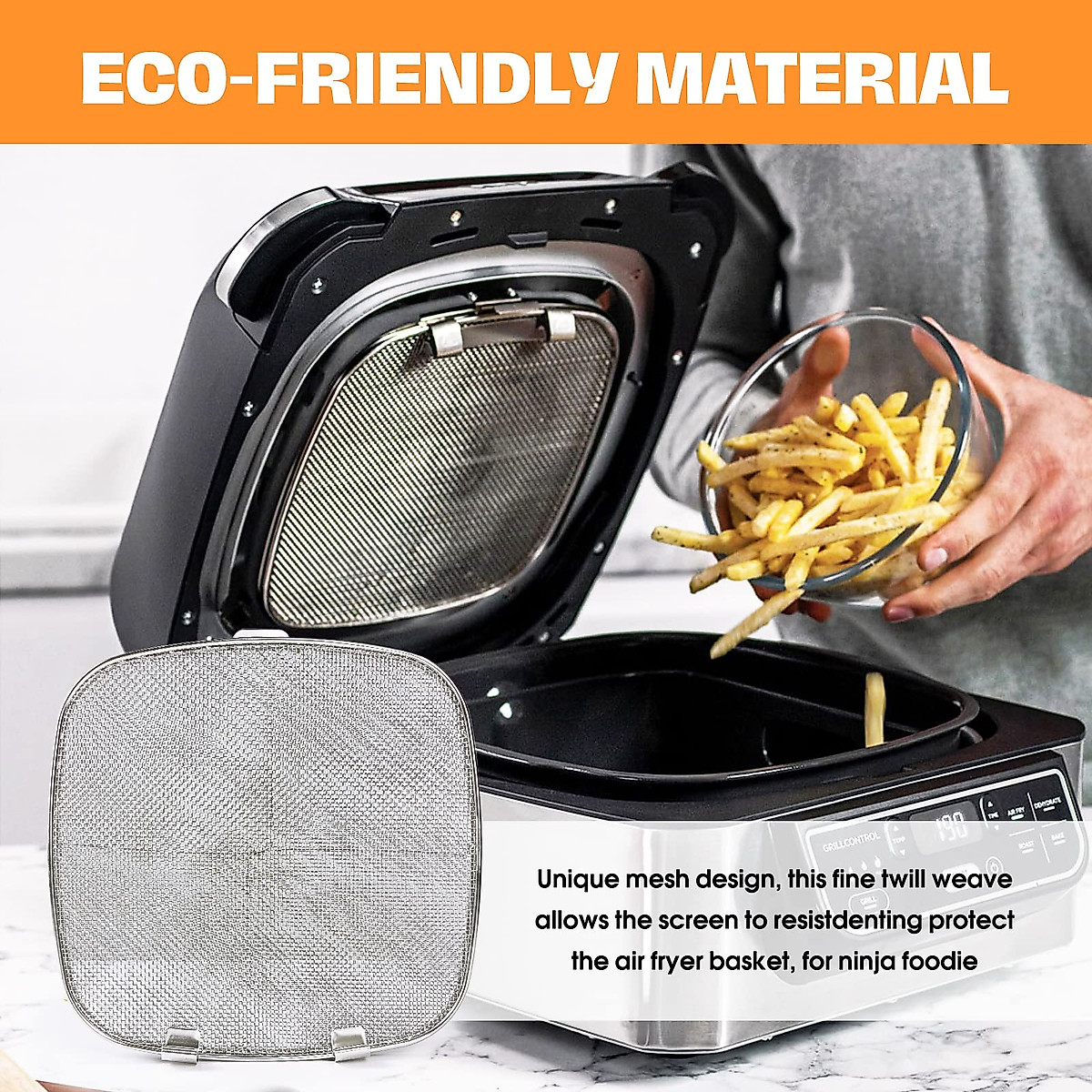 Stainless Steel Splatter Shield 2 Pack Air Fryer Foodi Accessories Replacement Parts for Ninja Foodi AG300, AG300C,AG301C, AG302