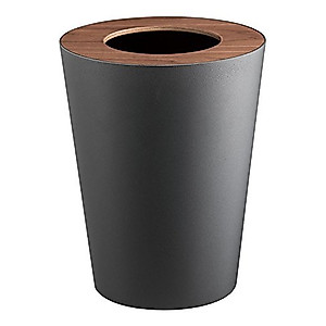 Red Co. Round Metal Modern Waste Basket, Trash Can Bin for Office or Bathroom, Black, 11-Inch