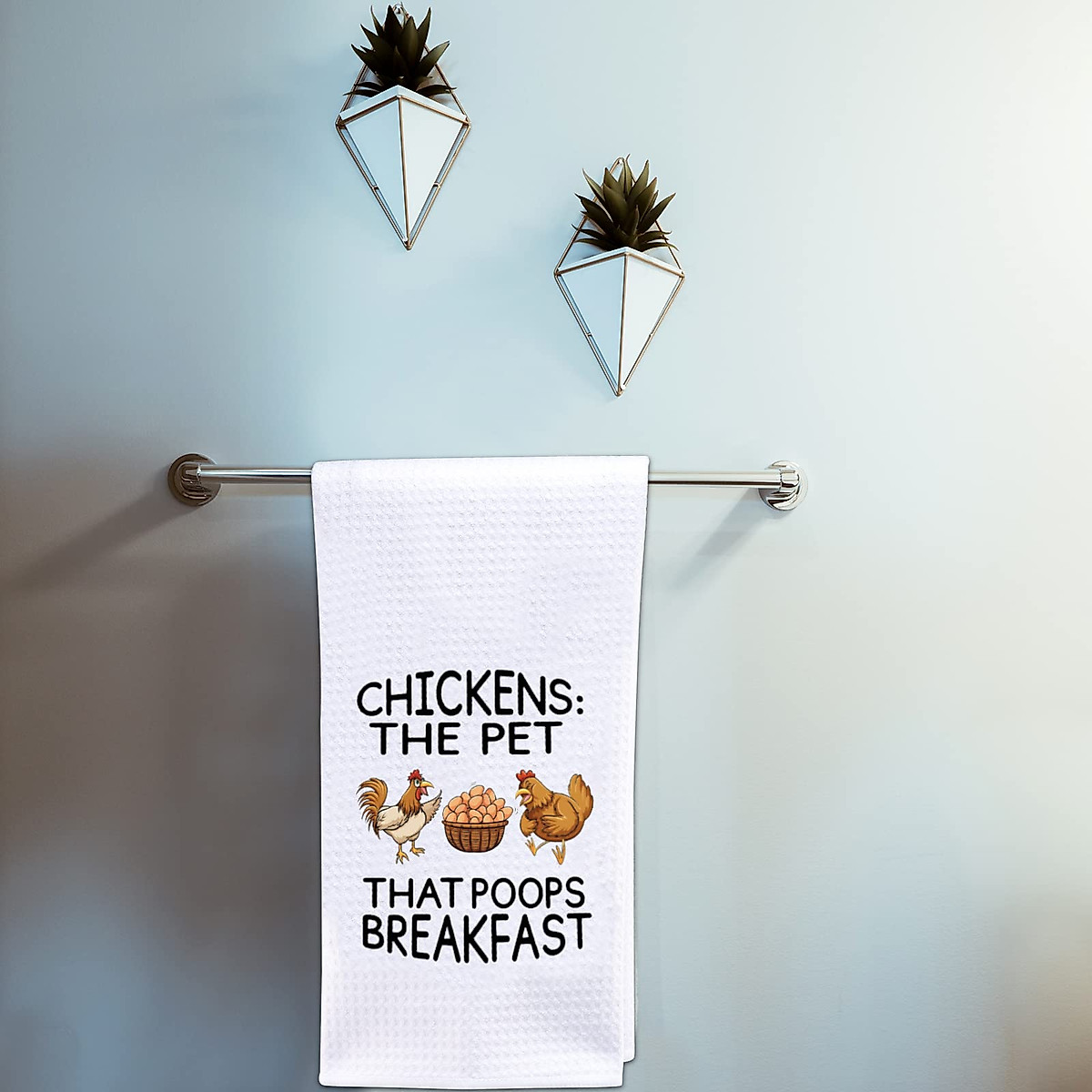 POFULL Funny Farmhouse Chicken Kitchen Towels Chickens The Pet That Poops Breakfast Kitchen Towel (Chicken Towel)