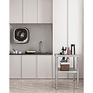 RIEDHOFF Stainless Steel Work Table 24" x 24" with Undershelf, [NSF Certified][Heavy Duty] Commercial Kitchen Prep Table for Home, Restaurant, Hotel