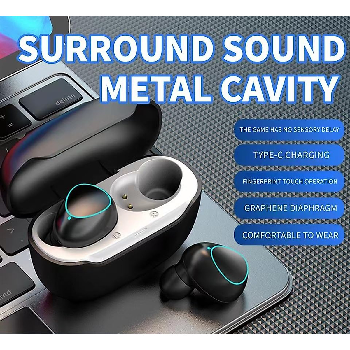 Hybrid Active Noise Cancelling Wireless Earbuds, in Ear Headphones IPX7Waterproof Bluetooth 5.3 Stereo Earphones, Immersive Sound Premium Deep Bass Headset Plus