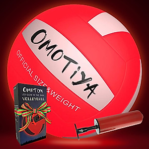 OMOTIYA Glow in The Dark Volleyball, LED Light Up Volleyball, Outdoor Volleyball Gifts for Boys and Girls, Night Glowing Ball, Soft Volleyballs Gifts Ideas for Age 8, 9, 10, 11, 12, 13+ Kids Teens