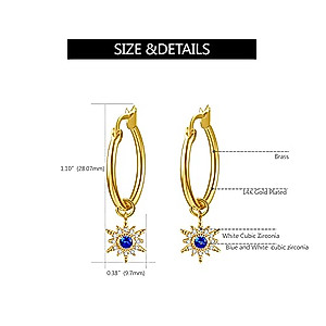 Carat Kitten 14K Gold Plated Star Small Hoop Earrings for Women Girls, Hypoallergenic Gold Womens Huggie Earrings Dainty Dangle Earrings for Women Sensitive Ears with Cubic Zirconia