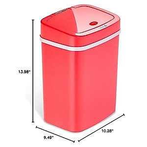3.2 Gallon Red Rectangular Motion Sensor Trash Can Rectangle Plastic Decorative Bag Fastener