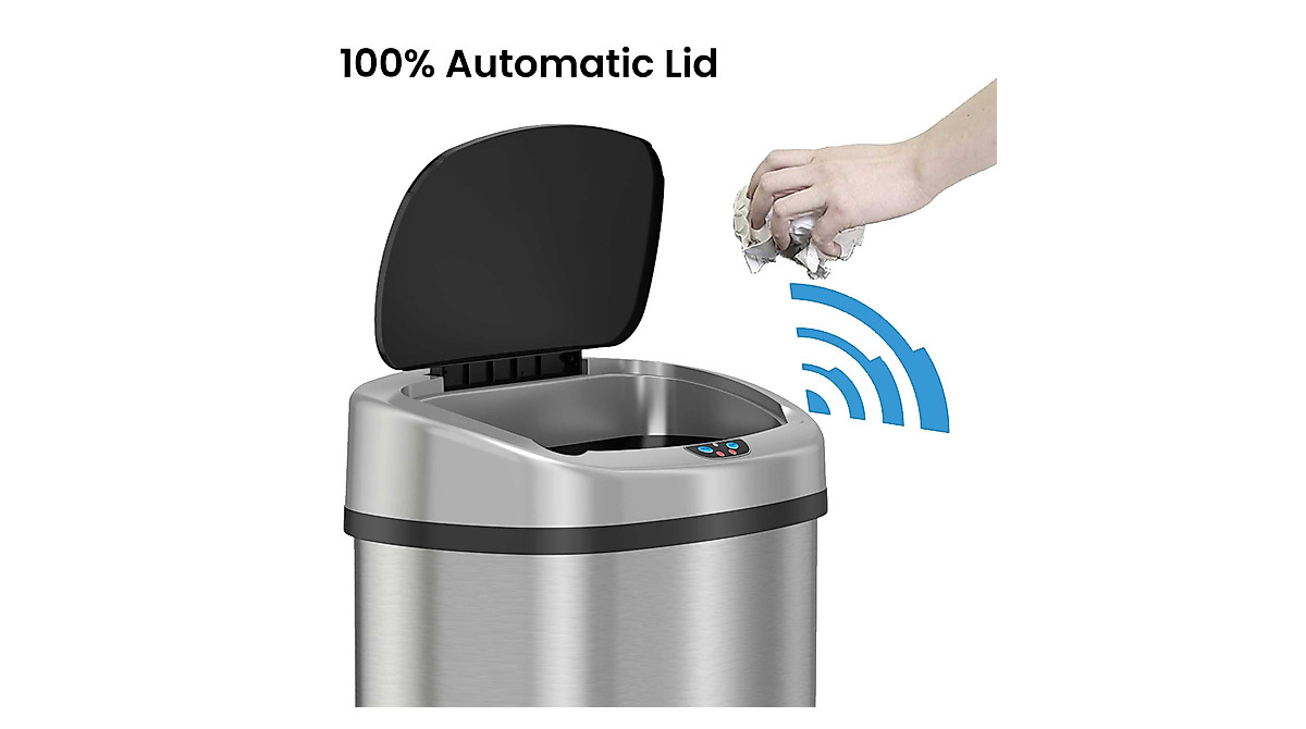 SensorCan 13 Gallon Touchless Sensor Trash Can - Modern Stainless Steel