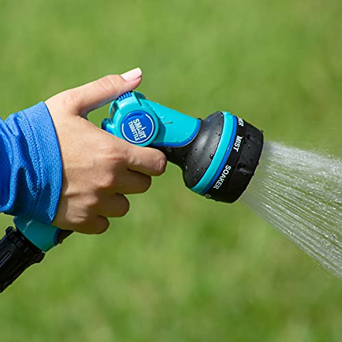 Aqua Joe AJHN102 Heavy Duty Indestructible Metal Multi Function Adjustable Hose Nozzle with Smart Throttle