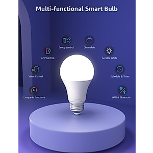 Lepro B1 AI Smart Light Bulbs - WiFi & Bluetooth RGBWW Color Changing LED Bulb Compatible with Alexa & Google Assistant, AI Generated Lighting LLM, AI Voice Control, Music Sync, 2.4GHz Only, 2 Packs