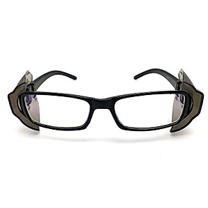 Wakaka 2 Pairs Safety Eye Glasses Side Shields, Slip On Clear Side Shield for Safety Glasses- Fits Medium to Large Eyeglasses, Clear Flexible (Deep Gray)
