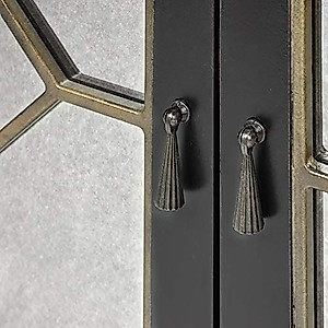 Madison Park Lyle Media Console Cabinet - Modern Luxe, Mirrored Door with Metal Hardware Buffet/Sideboard Living Room Furniture, Black