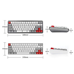 EPOMAKER GK68XS 68 Keys Hot-swap RGB Bluetooth5.1 Wireless/Wired Mechanical Keyboard with Split Spacebar Module, 1900mAh Battery, Dye-subbed PBT GSA Keycaps (Gateron Brown Switch, Grey White)
