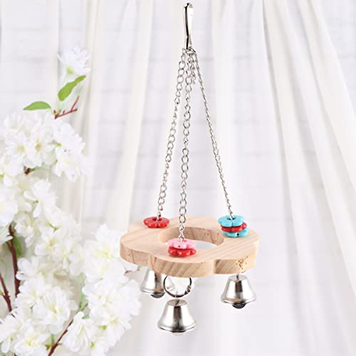 Chew Toys 2pcs Steel Bells Toy- Toys Wooden Size Drinking Pet Parrot Bowl Food Stainless Swing Cage Stand Hanging Practical Wood Chewing with Interactive Small Feeding Large Bird Cage