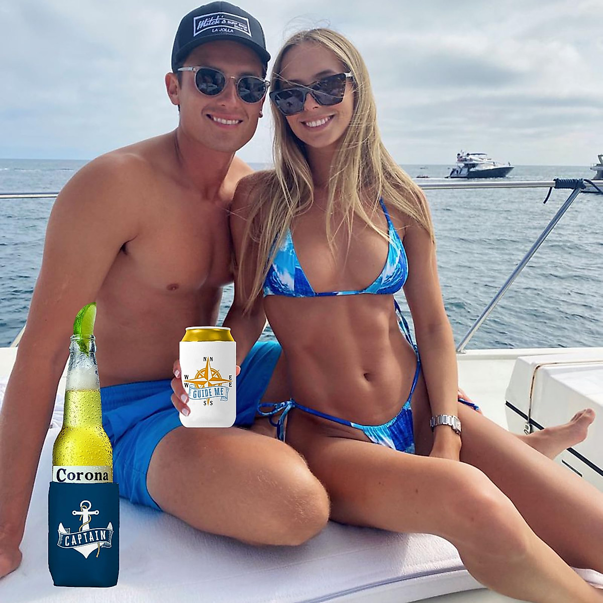 Pop Nordic Cruise Beer Can Cooler - Funny Boating Gifts, 12 Packs Neoprene Can Sleeves for Beer, Perfect Can Cooler Sleeves for Nautical Themed Party, Summer Party Favor