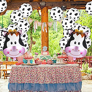 26 Pieces Cow Balloons, Cow Print Balloon Giant Cow Shape Mylar Foil Latex Balloons Funny Print Balloons for Western Cowboy Farm Animal Ballons Birthday Party Supplies Cow Themed Party Decorations