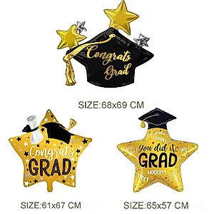 6Pcs Congrats Balloons for Graduation Decorations, Class of 2024 Congrats Grad Aluminum Foil Balloons for College High School Graduation Party 2024