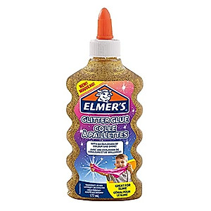 Elmer's PVA Glitter Glue | Gold | 177 mL | Washable & Kid Friendly | Great for Making Slime & Crafting