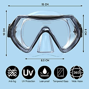 Findway Kids Swim Goggles Toddler Kids Youth(5-16), Anti-Fog 180°Clear View Snorkel Diving Mask, Swim Goggles with Nose Cover Waterproof Anti-UV Water Pool Goggles for Boys Girls Youth