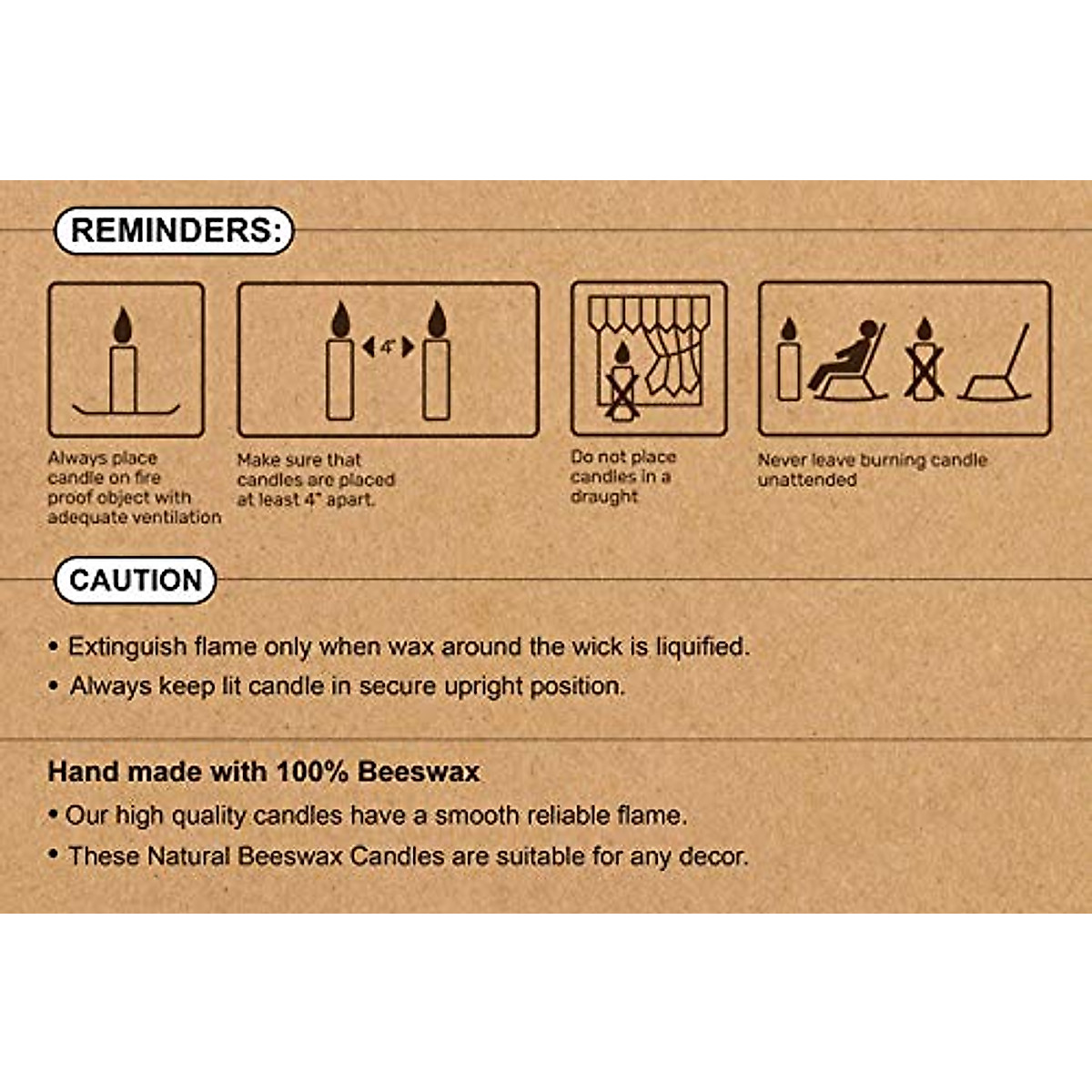 Hyoola 10" Beeswax Taper Candles - 10 Hour Burn Time - Yellow Beeswax Candles - 4 Pack