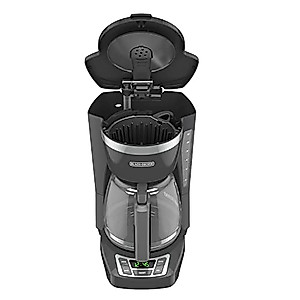 BLACK+DECKER 12-Cup Digital Coffee Maker, CM1165GY, Programmable, Washable Basket Filter, Sneak-A-Cup, Auto Brew, Water Window, Keep Hot Plate, Grey
