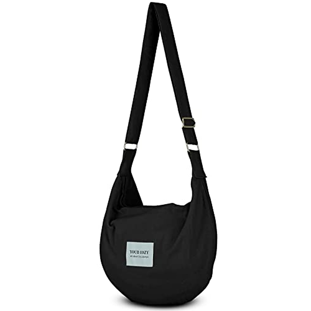 Your Cozy Women's Sling Crossbody Bags Large Shoulder Shopping Hobo Bag Handbag Top Zip Bags Handmade Messenger Bag (Black)