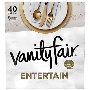 Vanity Fair Entertain Paper Napkins, 320 3-Ply Disposable Napkins, Dinner Size (8 packs of 40 Napkins)