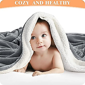 LIANLAM Sherpa Fleece Blanket Twin Size Dual Sided Blanket Super Soft and Warm Fuzzy Plush Cozy Luxury Bed Blankets Microfiber (Grey, Twin(65"x90"))
