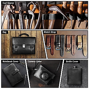 Black Full Grain Leather Sheets for Crafts, 12"x24" Genuine Tooling Leather Pieces Square Material Roll for Crafting Sewing Wallet Hobby Workshop 1.8-2.1 mm Thick