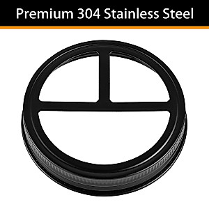 [Wide Mouth] Mason Jar Toothbrush Holder Lid - Rustproof 304 Stainless Steel - for Ball Mason Jar or Any Pint. 16oz. Jar - Farmhouse Decor Bathroom Accessories Set/2-Pack (Jars not Included) (Black)