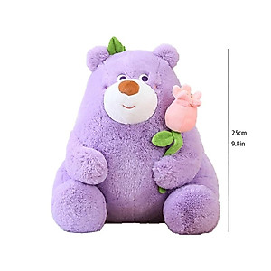 INVENOL Stuffed Animals & Plush Toys Cute Flower Bear Stuffed Animal Plush Toys Super Soft Bear Cuddle Throw Pillows 9.8in (Color : Purple)