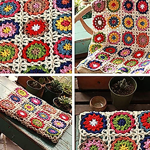 hahawali Crochet Blanket, Woven Blanket, Sofa Blanket Boho Handmade Crochet Sofa Throw Blanket Colorful Flower Sweater Style Mat Decor, 80x60