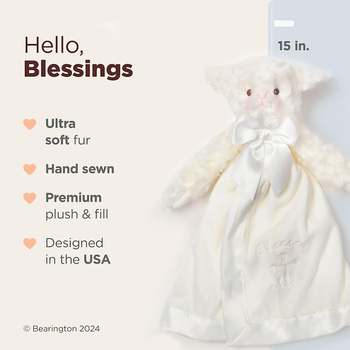 Bearington Baby Lil’ Hoots Snuggler, 15 Inch Pink Owl Plush Stuffed Animal Security Blanket Lovey for Babies