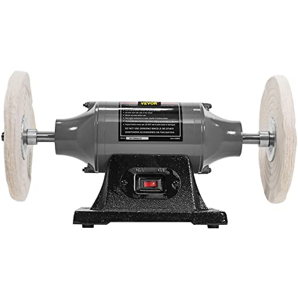 VEVOR Bench Buffer Polisher, 8 inch Buffing Machine 370W Motor with 3600 RPM, Heavy Duty Benchtop Lathe Polishing Machine for Jewelry, Wood, Silver, Amber, Metal, Jade