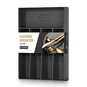 EUHOME Silicone Silverware Drawer Organizer Tray