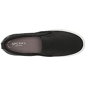 Sperry Women's Crest Twin Gore Boat Shoe, Black PERF, 8.5