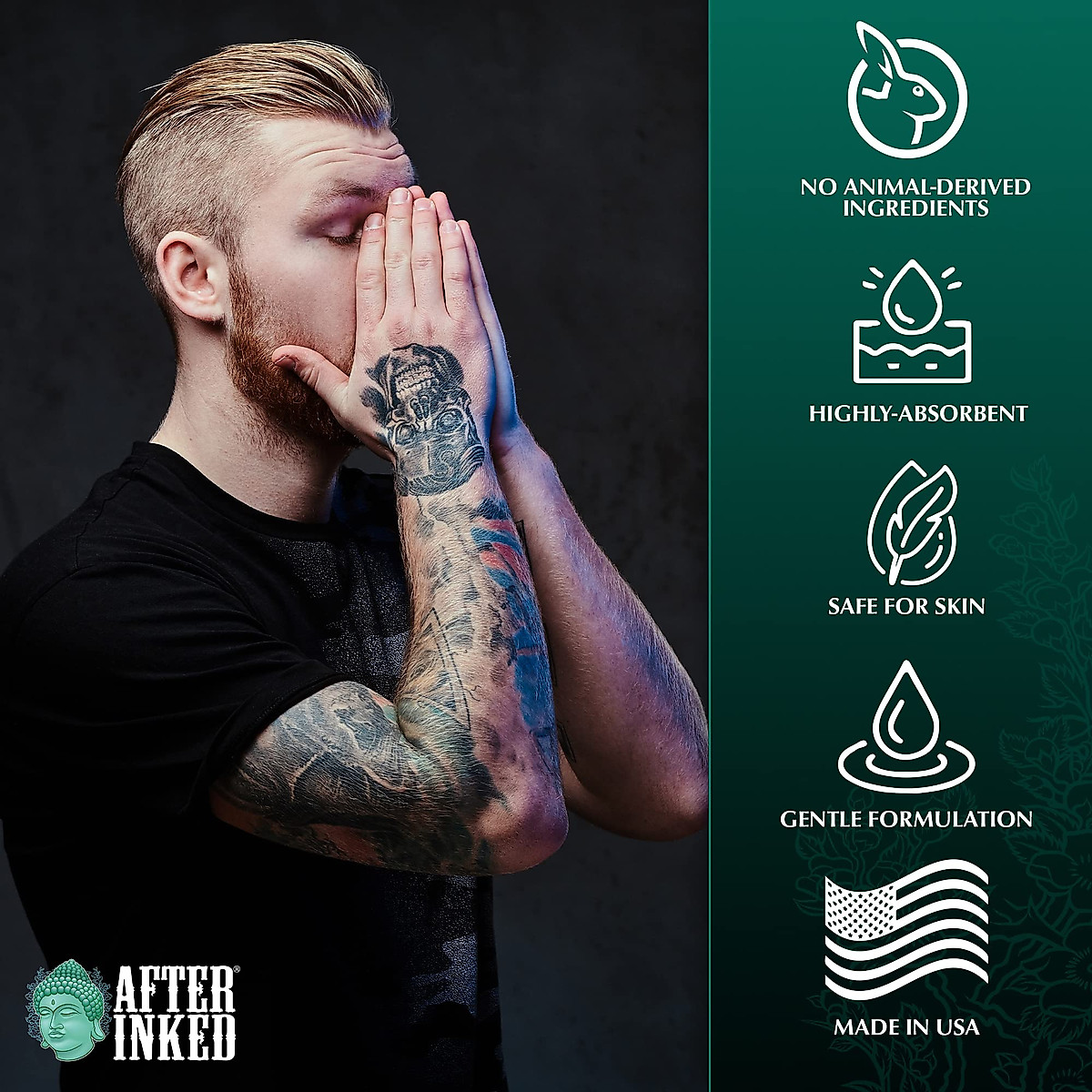 After Inked Tattoo Aftercare Non-Petroleum Jelly - With Grape Seed Oil, Essential for Tattoo Kit, PMU & Piercing Aftercare - Multipurpose Ointment - 7g Reclosable Packet (50-Pack)