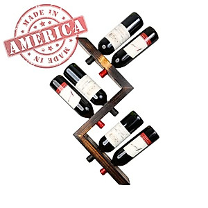 Charmont Wooden Wine Rack Wall Mounted -Rustic Zig Zag Wine Holder - Wine Bottle Holder for Bar, Kitchen Storage, Dining Room, Wedding Gift- Wall Home Décor for Wine Display; 6 Bottles (1, Natural)