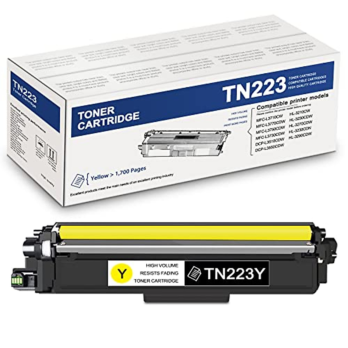 Van Enterprises Viviansky TN223Y TN-223Y Compatible TN-223 Toner Cartridge for Brother DCP-L3510CDW, MFC-L3770CDW-10CW-50CDW, HL-3210CW-30CDW-90CDW Printer Ink Cartridge(1 Pack, Yellow), VK-TN223Y-1Y
