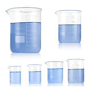 Yarlung 6 Pack Glass Beakers Set, Graduated Measuring Beakers Thick Boro 3.3, Griffin Low Form 25/50/100/250/500/1000ml